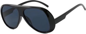 Generic Lunettes De Soleil Rondes Surdimensionnées For Hommes Et Femmes, Extérieure UV400, Conduite, Plage, Vacances, Photographie, Lunettes De Soleil(Black)