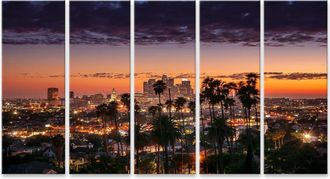 Islandburner Bild auf Leinwand Sch&ouml;ner Sonnenuntergang Palmen Los Angeles Kalifornien Bilder Wandbilder Poster