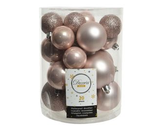 Kaemingk Weihnachtskugeln Kunststoff 4-6cm x 20 St&uuml;ck Mix Christbaumkugeln Set Hellrosa zartrosa Rose Rosa