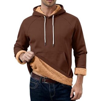 Generic Sweat &agrave; capuche pour homme - Cordon de serrage - T-shirt &agrave; manches longues - Couleur unie - Sweat &agrave; capuche doubl&eacute; - Confortable - Pull en polaire d&eacute;c