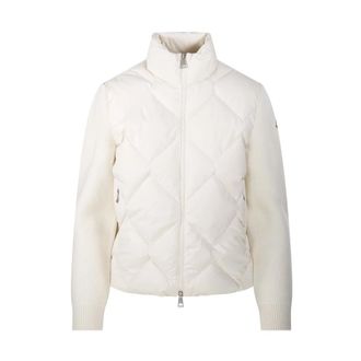 Moncler Gesteppte Strickjacke mit Rei&szlig;verschluss aus Wolle und Kaschmir - - Jackets - Damen - Wei&szlig; - L