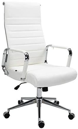 Clp Chaise de Bureau Ergonomique Kolumbus en Cuir v&eacute;ritable, r&eacute;glable en Hauteur en continu, Charge maximale 150 kg, Couleur:Blanc