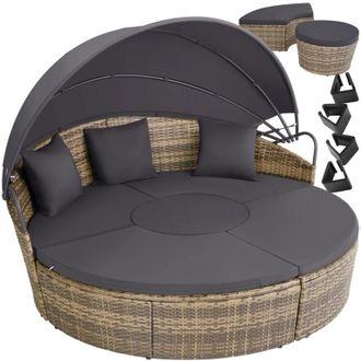 TecTake Bain de soleil rond modulable santorin