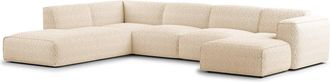 Studio Copenhagen home24 Wohnlandschaft Beige Teddy-Boucl&eacute; Stoff Bony 325 x 71 x 235cm Longchair davorstehend rechts / Ottomane links Modern