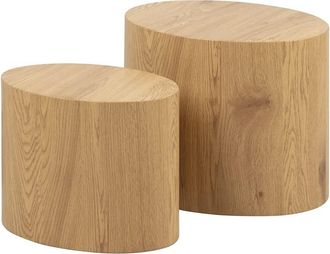 Selsey Plomin - Beistelltisch/Sofatisch 2er-Set in Walzenform, 40 x 24,5 cm BZW. 48 x 33 cm (Eichenholzoptik)