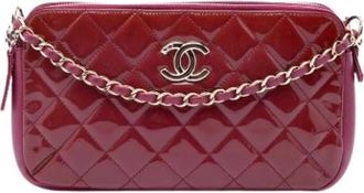 Chanel Pre-owned Vintage Quilted Patent Crossbody - Femme - Pre-owned - Rouge - Taille: ONE Size
