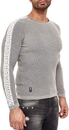 Red Bridge Pull Homme à col Rond Chandail avec décorations sur Les Manches Gris