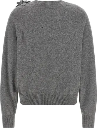 Alberta Ferretti 3D Embroidered Floral Sweater - Gray