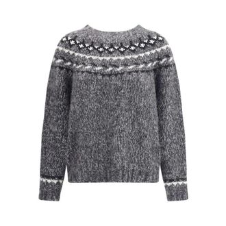 P.A.R.O.S.H. Geometrischer Alpaka Pullover mit Geripptem Saum - - Knitwear - Damen - Grau - M