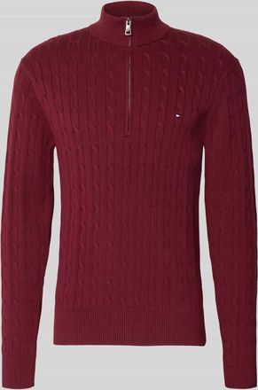 Tommy Hilfiger Regular Fit Troyer aus reiner Baumwolle mit Logo-Stitching