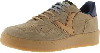 Victoria Basket Basse Madrid Cro&ucirc;te De Cuir & Pi&egrave;ces M&eacute;tallis&eacute;es & Semelle Caramel 1258274 pour Femme Beige 38