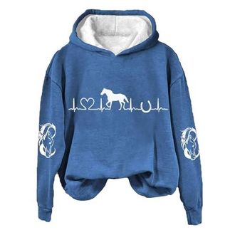 Generic Pull en Femme Chevaux Battement de Coeur des Chevaux Amateurs de Capuche D&eacute;contract&eacute; Sweat &agrave; Capuche D&eacute;contract&eacute; &agrave; Manches Longues Chemise Imprim&eacute;e Do