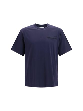 Ferragamo Flocked Logo T-Shirt - Navy