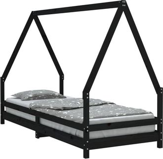 vidaXL Kinderbett Schwarz 90x200 cm Massivholz Kiefer vidaXL