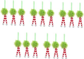 Pretyzoom 15 Stck. Grünhaariger Monster Pom Pom Anhänger Weihnachtsbaum-Plüsch-hängende Verzierung weihnachtliche Plüschdekorationen hängende weihnachtsverzieru