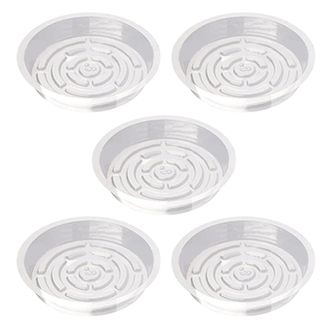 Generico Transparente Untertassen f&uuml;r Pflanzen: Fortschrittliche 5 x Premium-Tabletts f&uuml;r drinnen und drau&szlig;en, wiederverwendbare Pflanzenteller, Untertassen, C