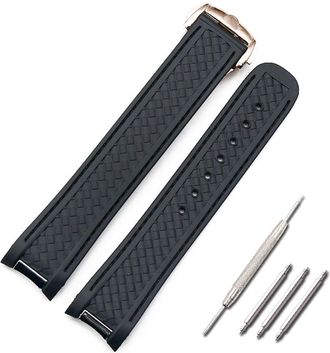 Generic Silikonarmband 20 mm Uhrenzubehör für Omega Hippocampus 300 AT150 8900 Meter Marinegummi-Schmetterlingsschnallenband