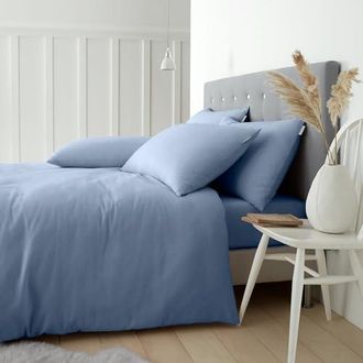 Catherine Lansfield Bettwäsche-Set mit Kissenbezügen aus gebürsteter Baumwolle, für Super-Kingsize-Bett, Blau