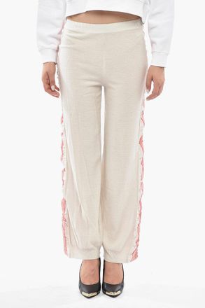 Stella McCartney Hose Aus Schurwolle Mit Kn&ouml;chelschlitz Und Seitlichem Seidenstreifen Stella McCartney