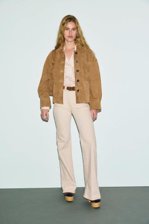 Gerard Darel Surchemise en cuir velours - TANAEL - Paille