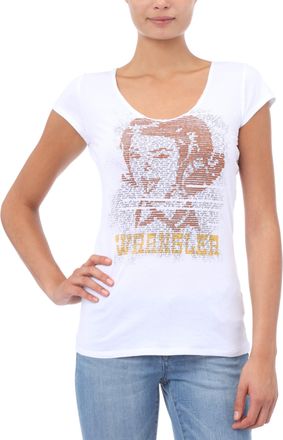 Wrangler Grunge S/S V Tee - T-Shirt - Damen, weiß, Small