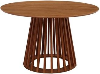 Sweeek Table &agrave; Manger Effet Bois Noyer. Pieds Bois de Sapin 4 Places &Oslash;120cm