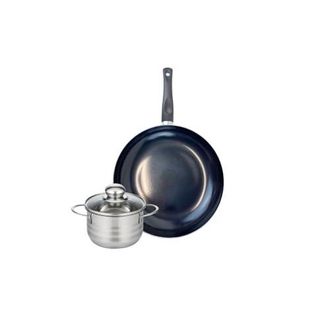 Fackelmann ELO 9715650 Batterie de cuisine 2 pi&egrave;ces, Ensemble de 1 Po&ecirc;le de cuisson 28 cm et 1 faitout 14 cm Elo Prima Brillant, inox, induction