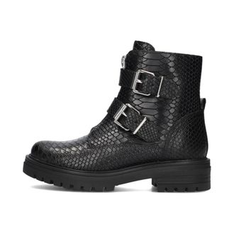 Omoda Schwarze Biker Boots mit Schlangenmuster - - Shoes - Damen - Schwarzk - 38 EU