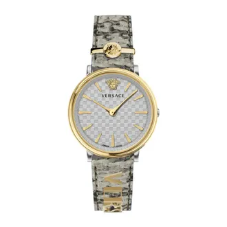 Versace Femme, Accessoires, Multicolore, Taille: ONE Size V Circle Gris-Or Montre Femme