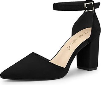Allegra K Escarpins &agrave; Talons &eacute;pais et Bout Pointu pour Femmes Noir 36