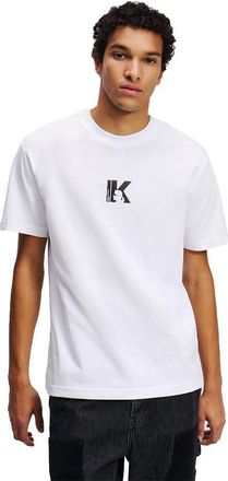 Karl Lagerfeld Herren, Regular Kurzarm T-Shirt Mit K-Logo, Normale Passform, Weiss, L
