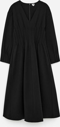 Arket Kleid Mit V-Ausschnitt Und Falten -Schwarz