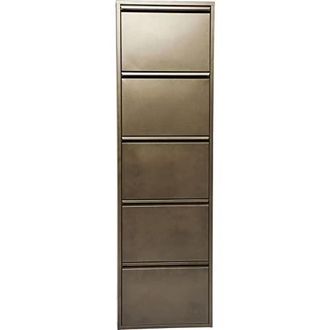 Kare Design Design Schuhschrank Caruso, Bronze, Metall, mit 5 Klappen, Schuhablage f&uuml;r 10 Paar Schuhe, schmal, platzsparend, hoch, Schuhregal, Eingangsbereich, 17