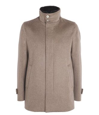 Herno Cashmere Shearling-Trim Car Coat