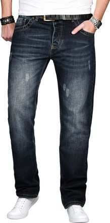 Alessandro Salvarini Herren Jeans Comfort Fit gerades Bein Komfort-Jeans Denim Jeanshose [AS-210-Dunkelblau-W44-L34]