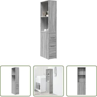 vidaXL Schrank - Badschrank Schmal mit Rollen Grau Sonoma Holzwerkstoff