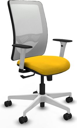 Piqueras y Crespo Stuhl mit Armlehnen Zulema, h&ouml;henverstellbare Lendenwirbelst&uuml;tze, ausgestattet mit 3 Positionen und Schneideschaum, mit 65 mm Nylon-Rollen, Wei&szlig;/Gelb