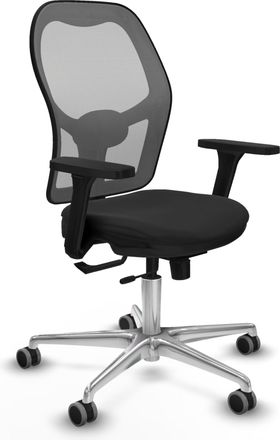 Piqueras y Crespo Schwarzer Drehstuhl mit 3D-Armen, h&ouml;henverstellbare Lendenwirbelst&uuml;tze, ausgestattet mit Syncro/Traslack und eingespritztem Schaum. Mit Rollen von 65 