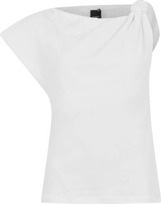 Pinko Pinko, Femme, Tops, Blanc, Taille: 38 FR Asymmetric Cotton T-shirt