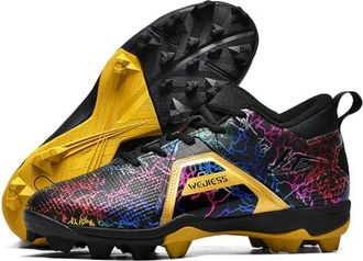Generic Chaussures de Baseball performantes Bas &agrave; Lacets Crampons moul&eacute;s Semelle MD l&eacute;g&egrave;res et Respirantes pour Jeu comp&eacute;titif sur Terrain,BlackGold,42 EU