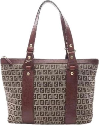 Fendi Sac cabas en toile et cuir Pre-owned - Femme - Pre-owned - Beige - Taille: ONE Size