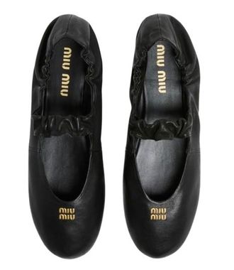 Miu Miu Black Leather Ballet Flats In Stores Now Size 39