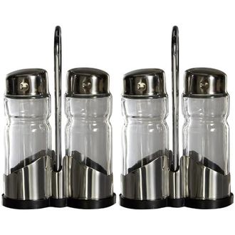 Ibili Ibili 768700 Ensemble Sali&egrave;re Poivri&egrave;re, Acier Inoxydable, Argent/Transparent, 10 x 8 x 4 cm (Lot de 2)