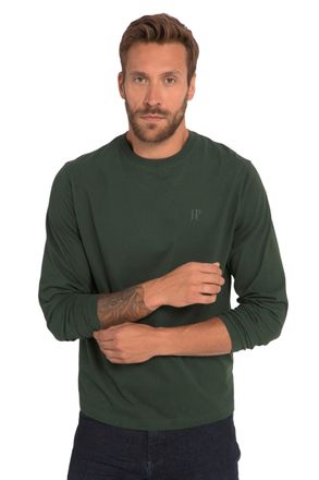 JP1880 Herren L-8XL bis 8XL, Langarmshirt, Sweatshirt mit Logo-Stickerei, Basic, Rundhals, Regular Fit, Baumwolle dunkelgrün 6XL 702559121-6XL