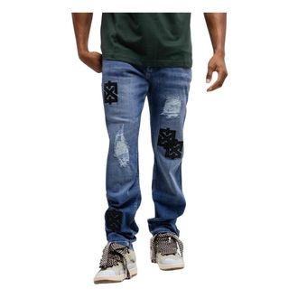 XPLCT Studios Blaue Herren Patch Jeans - - Jeans - Herren - Blau - W28