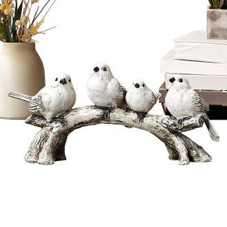 Generico Vogelstatue mit Tierv&ouml;geln: 20,3 x 12,7 cm gro&szlig;e bemalte Keramikfigur, eleganter Vogel sitzend, von der Natur inspirierte Dekoration, fein detailliert