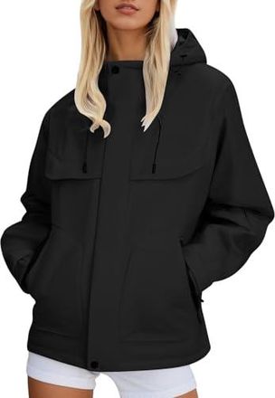 Generic Vestes longues et l&eacute;g&egrave;res pour femmes, veste softshell doubl&eacute;e en polaire, coupe-vent, Noir, 3XL