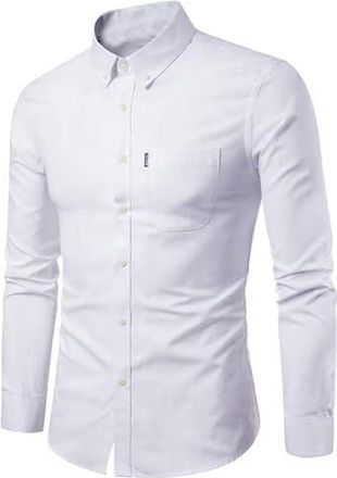 Generic Chemise Homme Slim Fit Revers Affaires Classique Travail avec Poches Manches Longues Quotidien Casual Couleur Unie Chemise Hommes