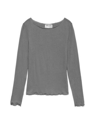 Vero Moda Damen Awglesha Ls Boatneck Top Noos, Medium Grey Melange, X-Small