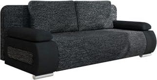 Best Mobilier Canap&eacute; Convertible Elio en Tissu - Canap&eacute; Lit - Sofa Gris 3 Places - Salon